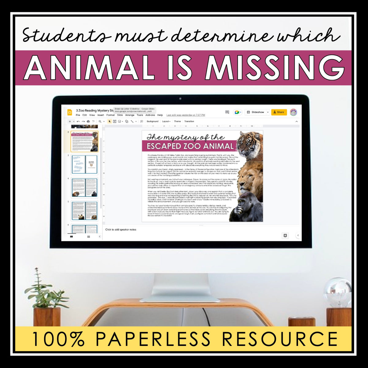 Close Reading Digital Mystery Inference Activity - Animal Zoo Escape ...
