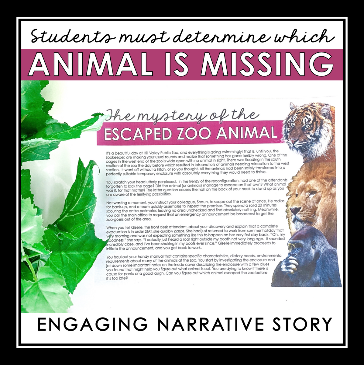 Close Reading Mystery Text Evidence Inference Activity - Animal Zoo Es ...
