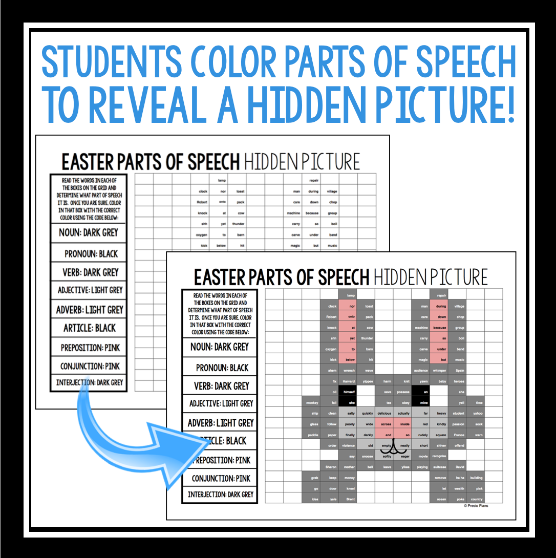 EASTER PARTS OF SPEECH: HIDDEN MYSTERY PICTURE – Presto Plans