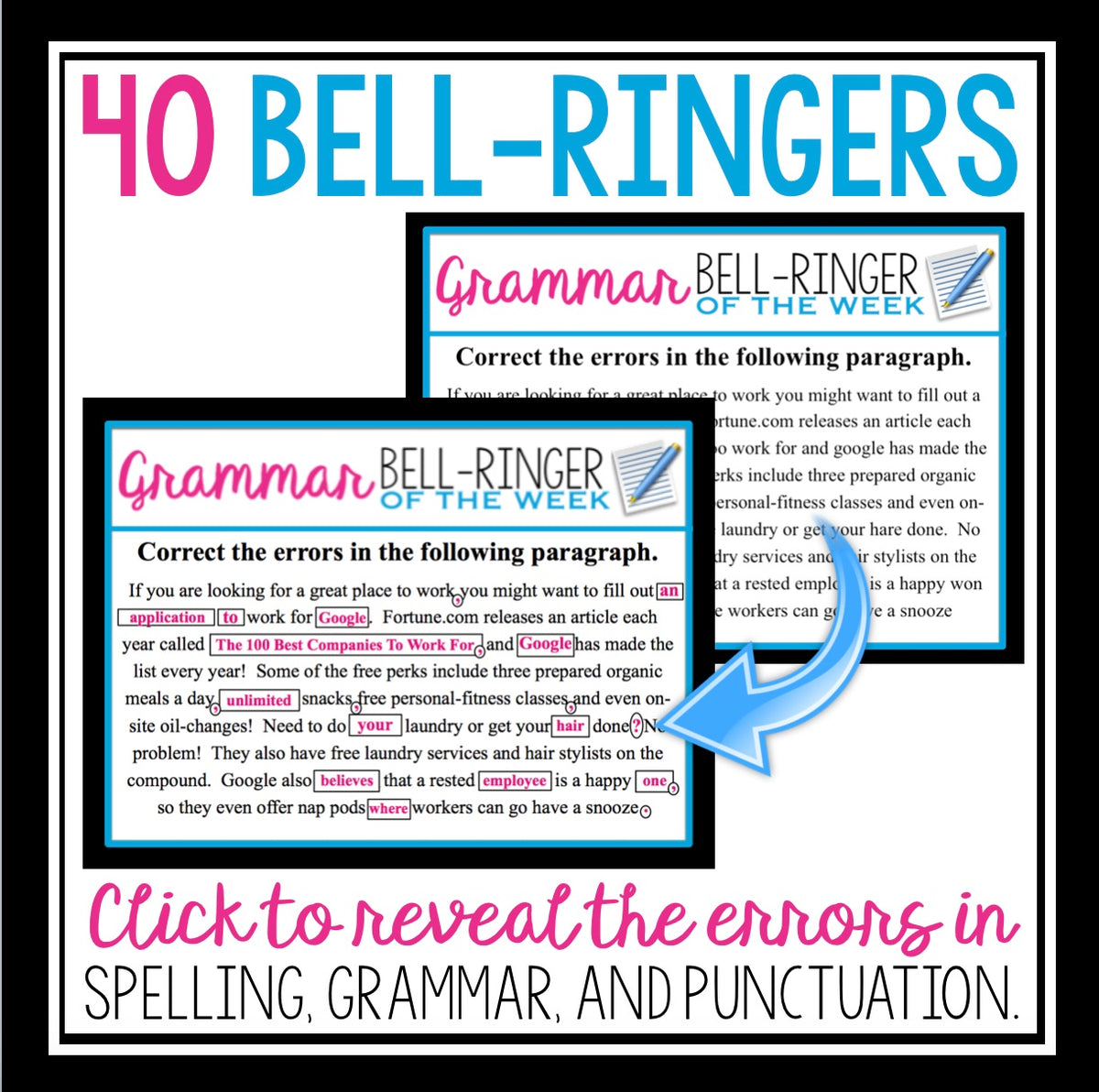 GRAMMAR BELL RINGERS & TASK CARDS – Presto Plans