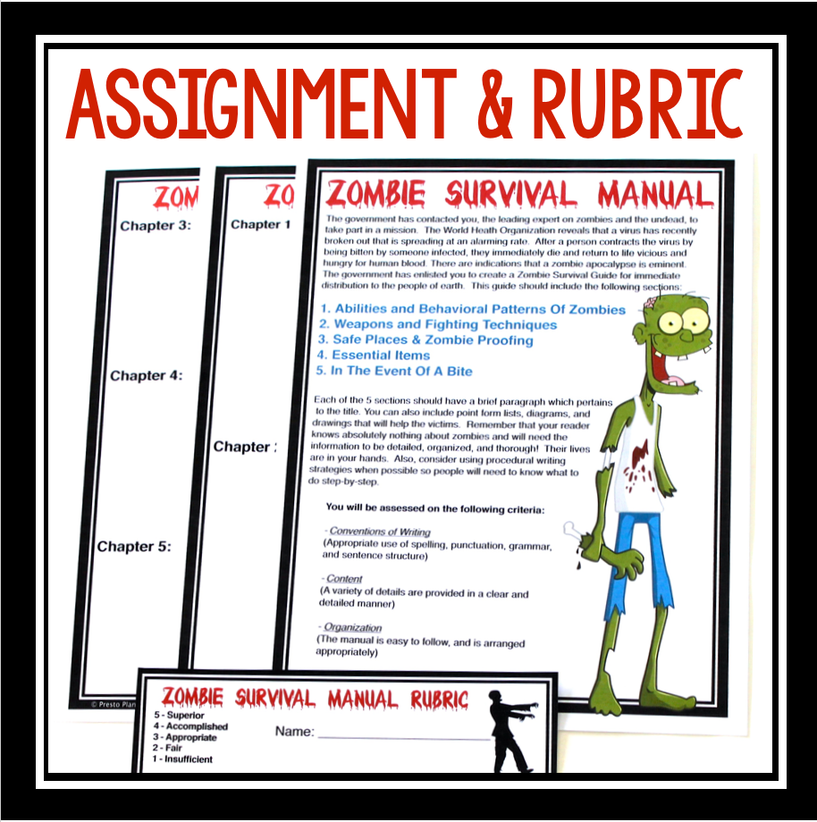ZOMBIE HALLOWEEN WRITING ASSIGNMENT – Presto Plans