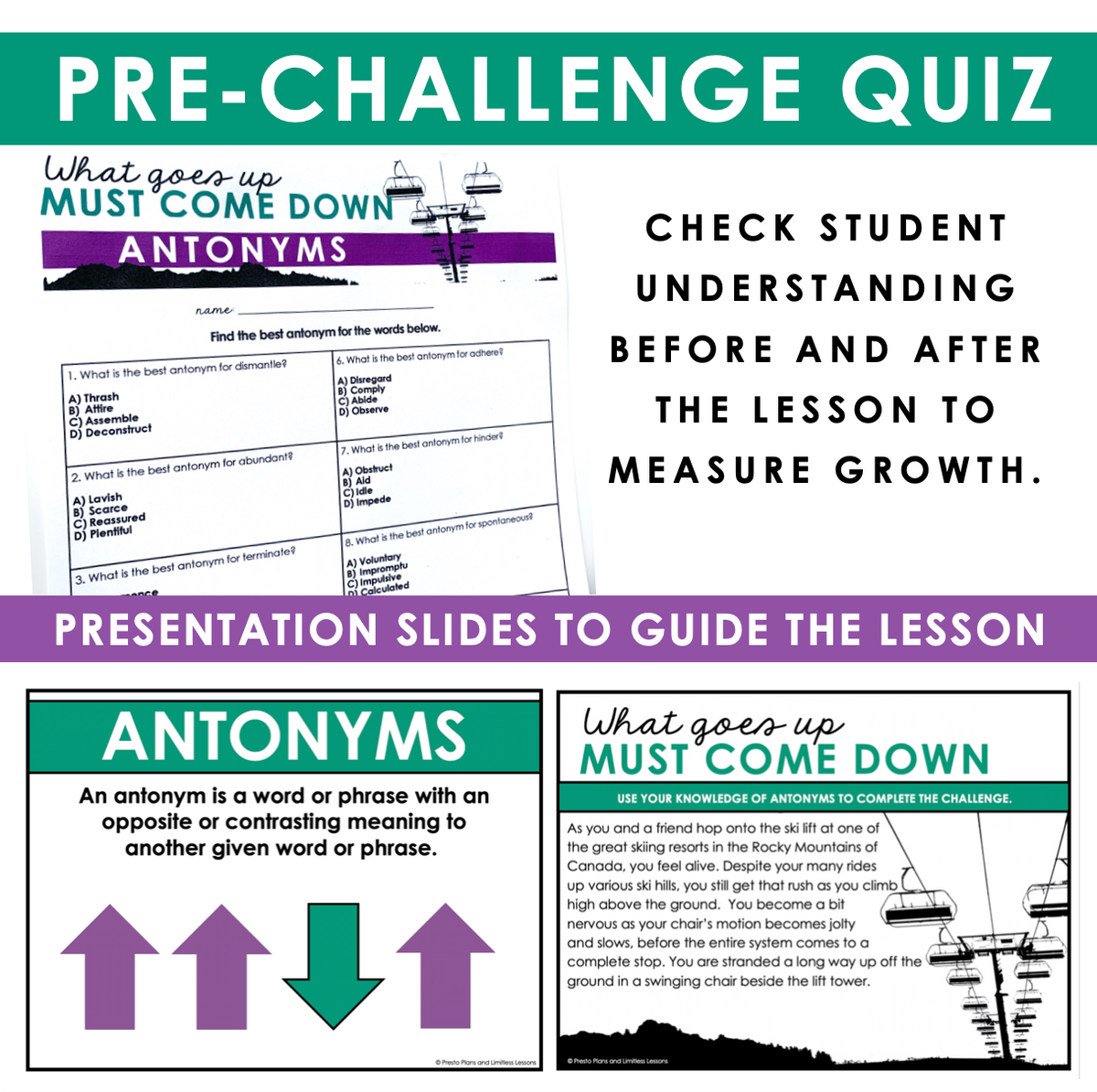 Antonyms Vocabulary Word Activity Escape Challenge, Presentation, and ...