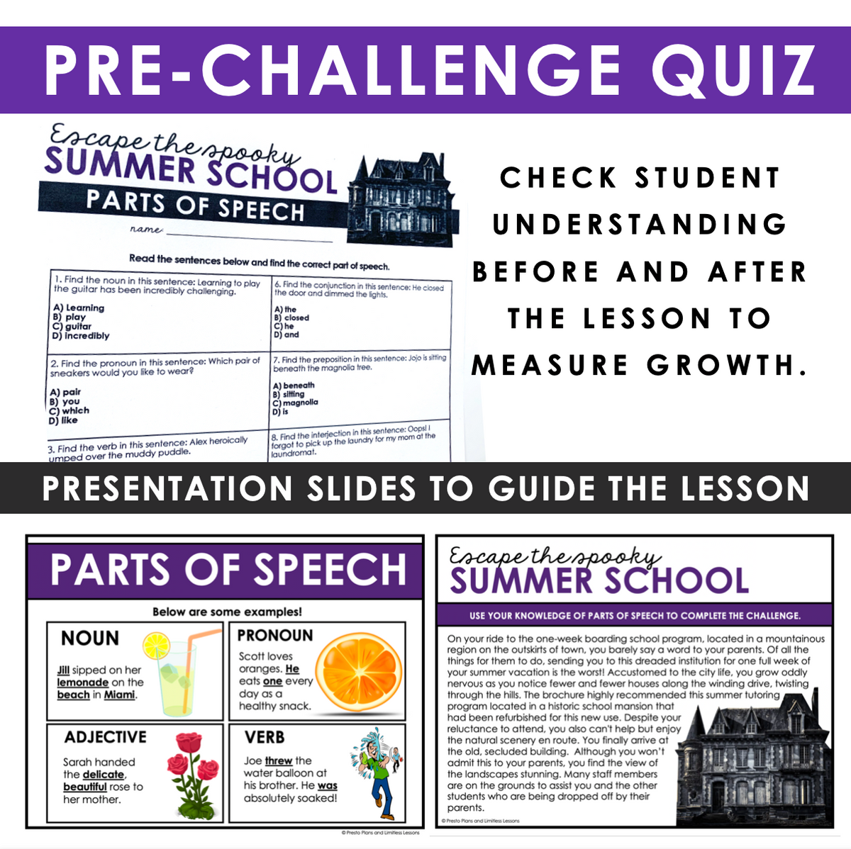Parts of Speech Grammar Activity Escape Room Challenge, Presentation ...