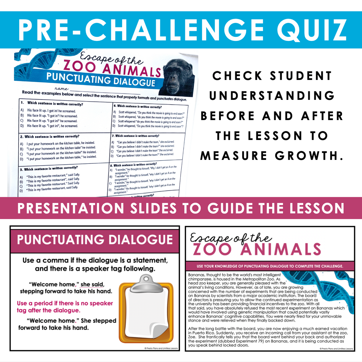 PUNCTUATING DIALOGUE GRAMMAR ACTIVITY INTERACTIVE ESCAPE CHALLENGE ...