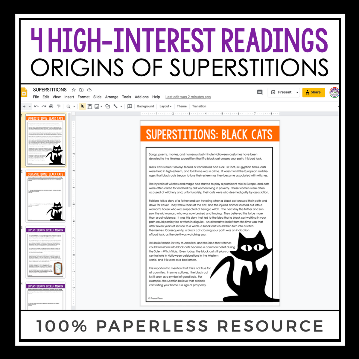 Halloween Reading Comprehension - Superstitions Nonfiction Assignments ...