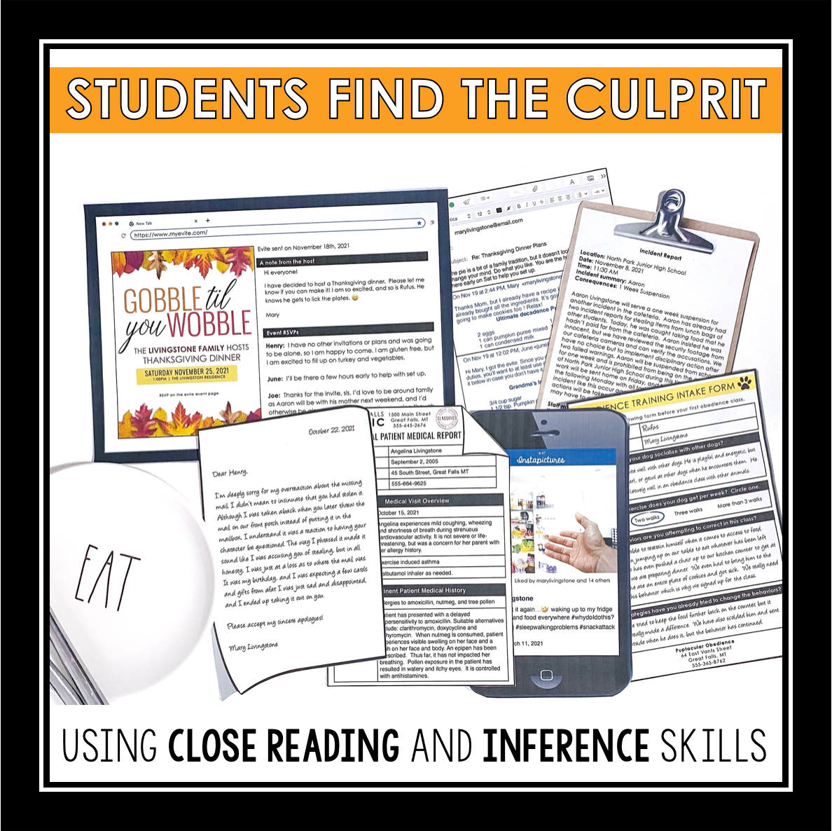 Thanksgiving Close Reading Inference Mystery - Who Stole the Pumpkin P ...