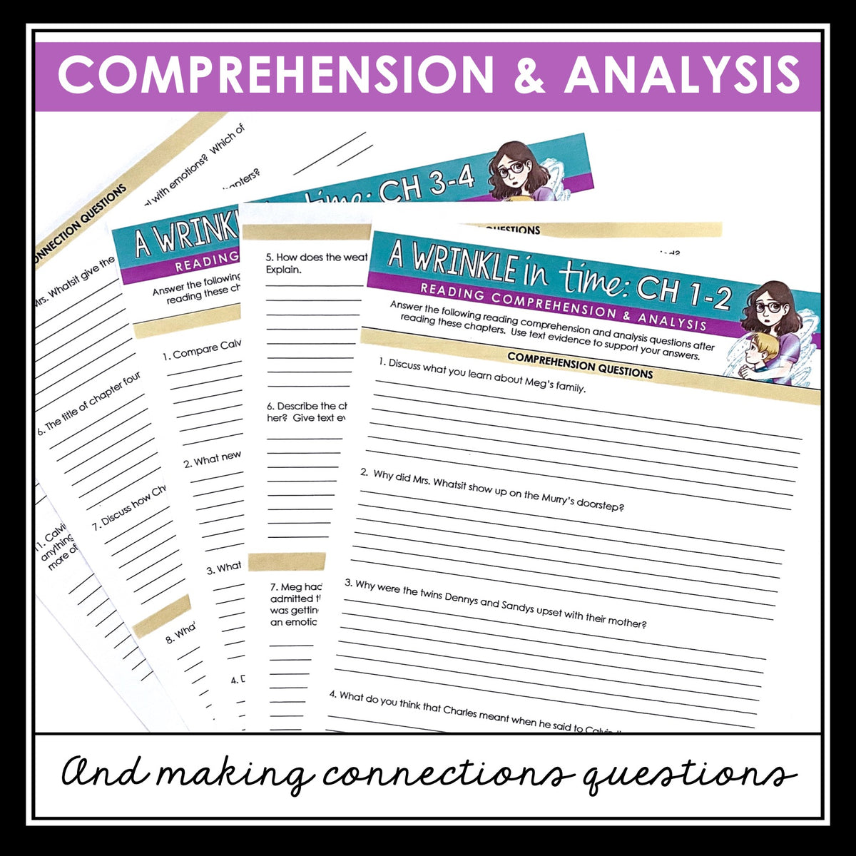 A Wrinkle in Time Questions - Comprehension & Analysis Reading Chapter ...