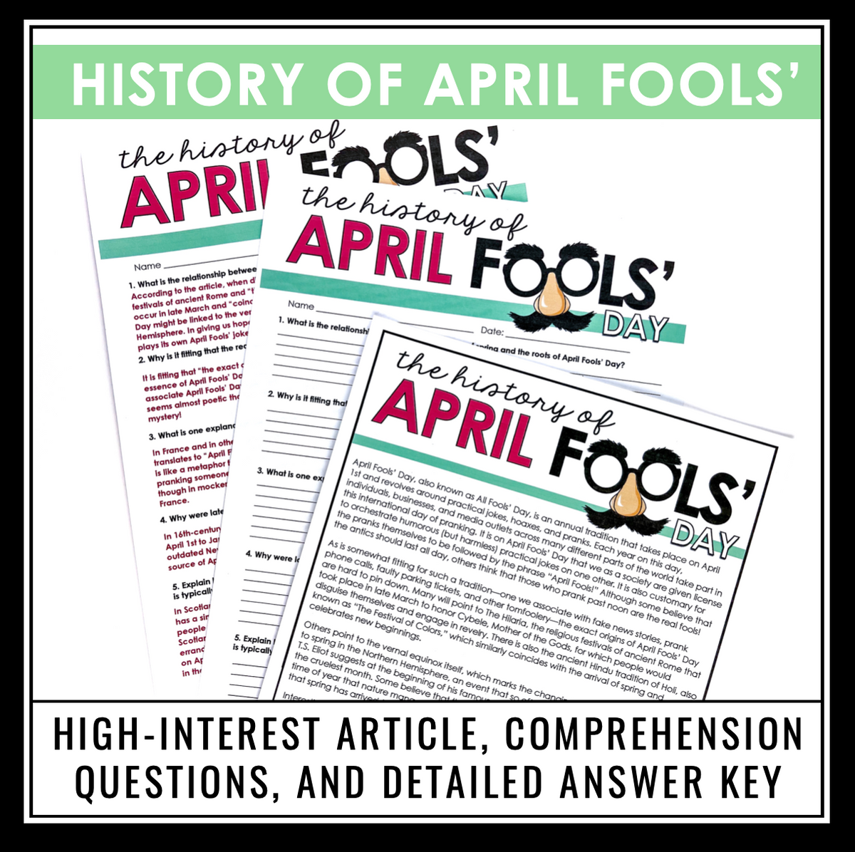 April Fools' Day Activities - Nonfiction Reading, Student Prank, and W ...