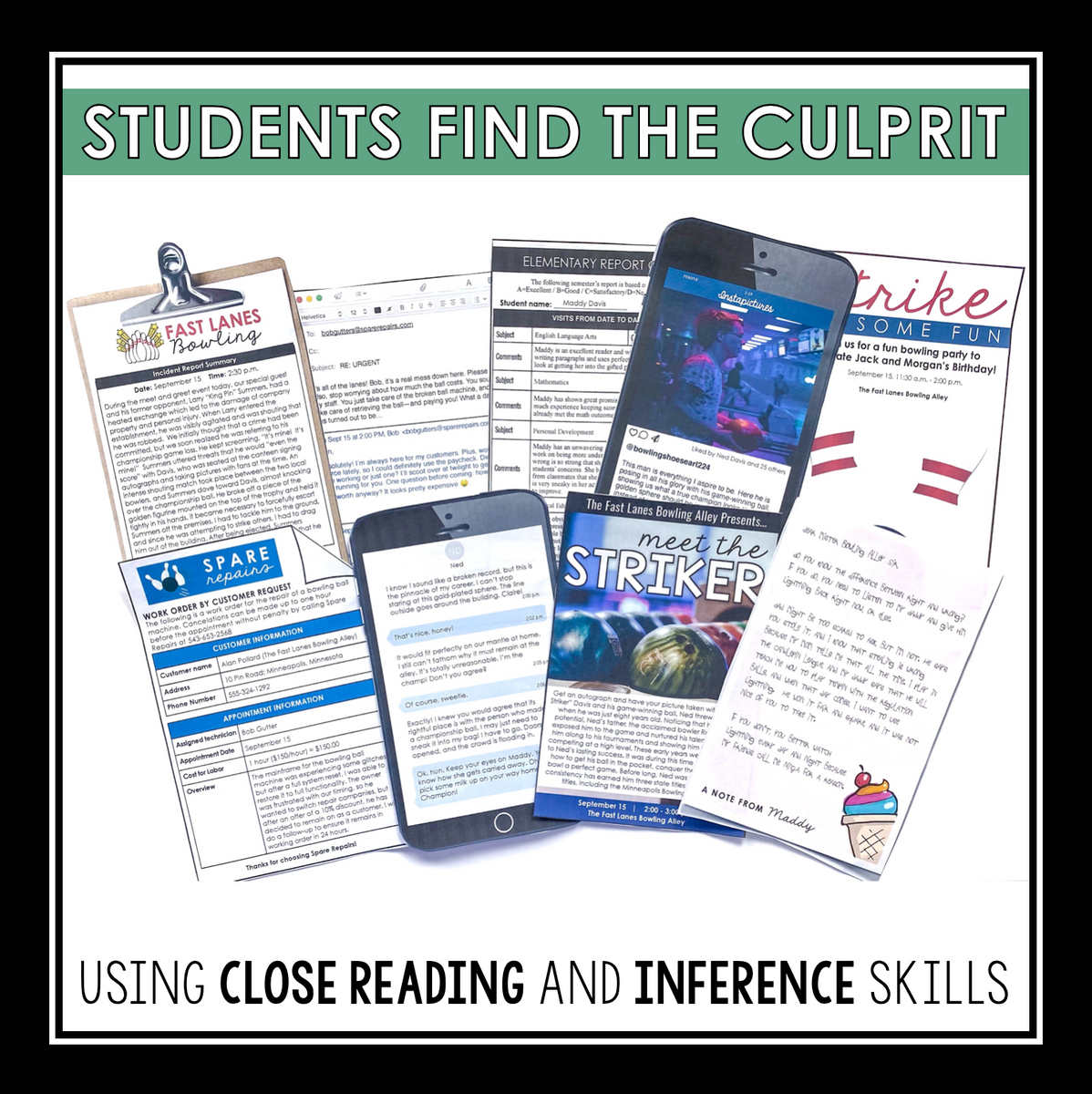 Close Reading Mystery Text Evidence Inference Activity - Stolen Bowlin ...