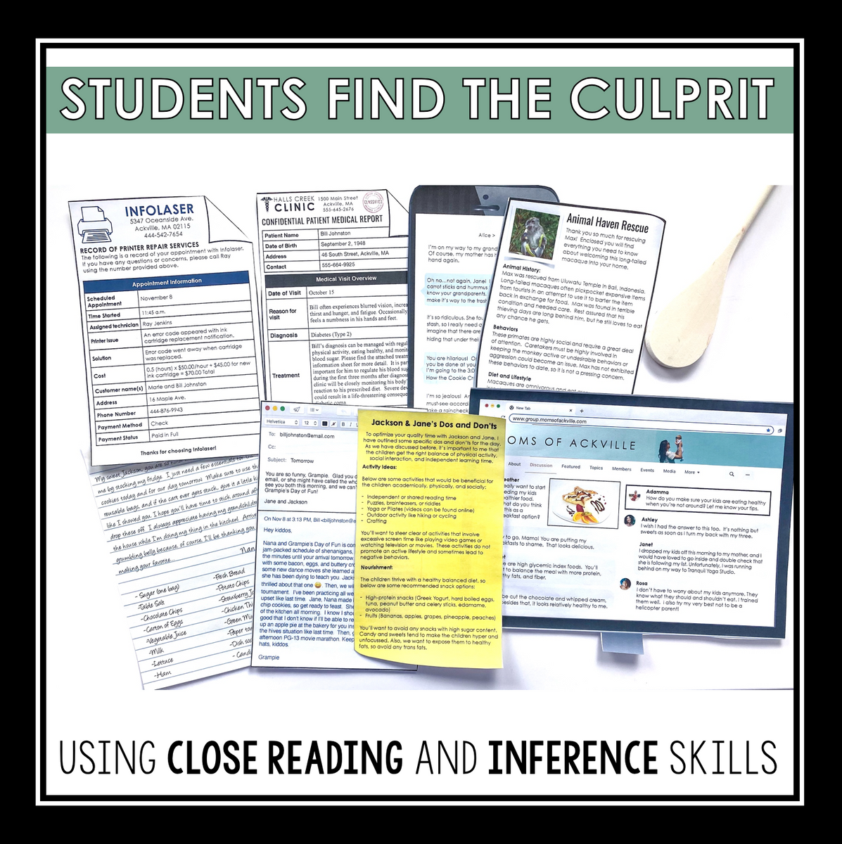 Close Reading Mystery Text Evidence Inference Activity - Who Ate the C ...