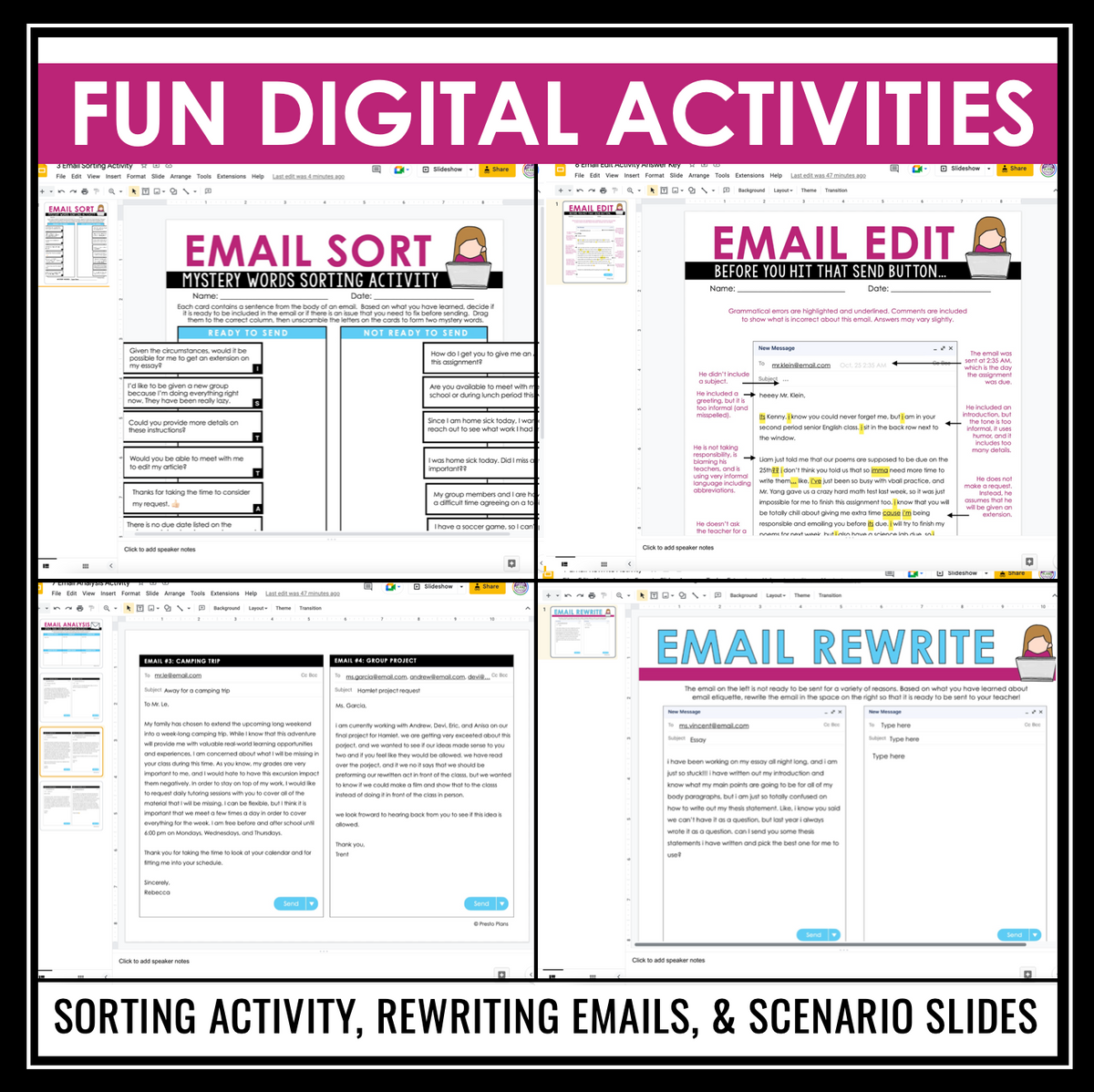 Email Etiquette How to Write an Email Lesson, Activities, Assignments ...