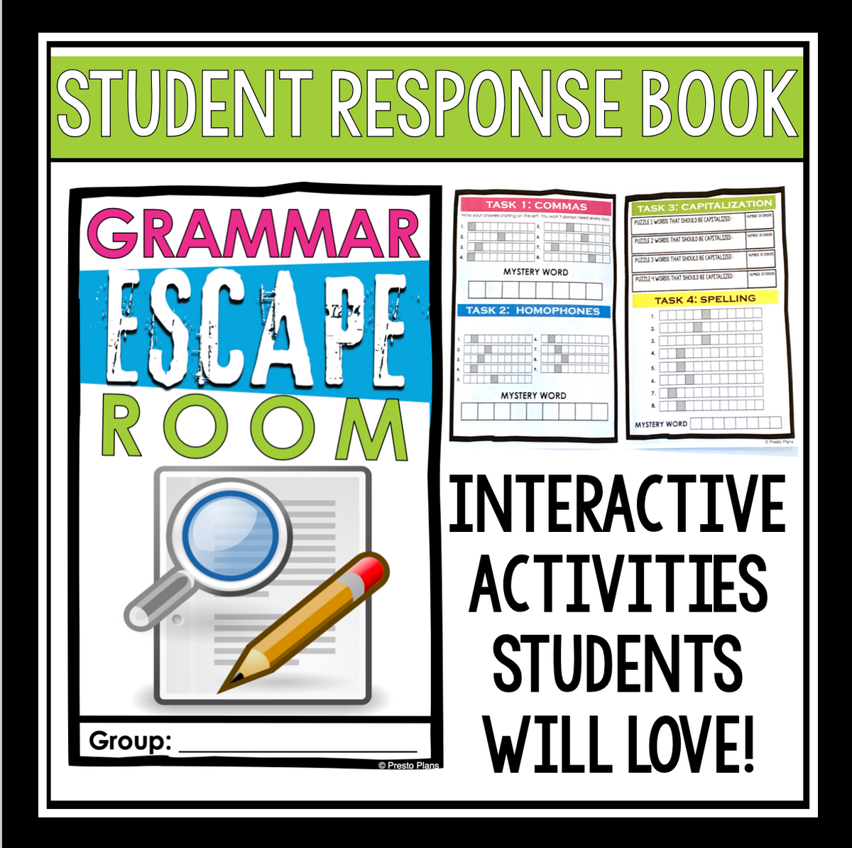 Grammar Escape Room Activity - Commas, Spelling, Homophones, Capitaliz ...