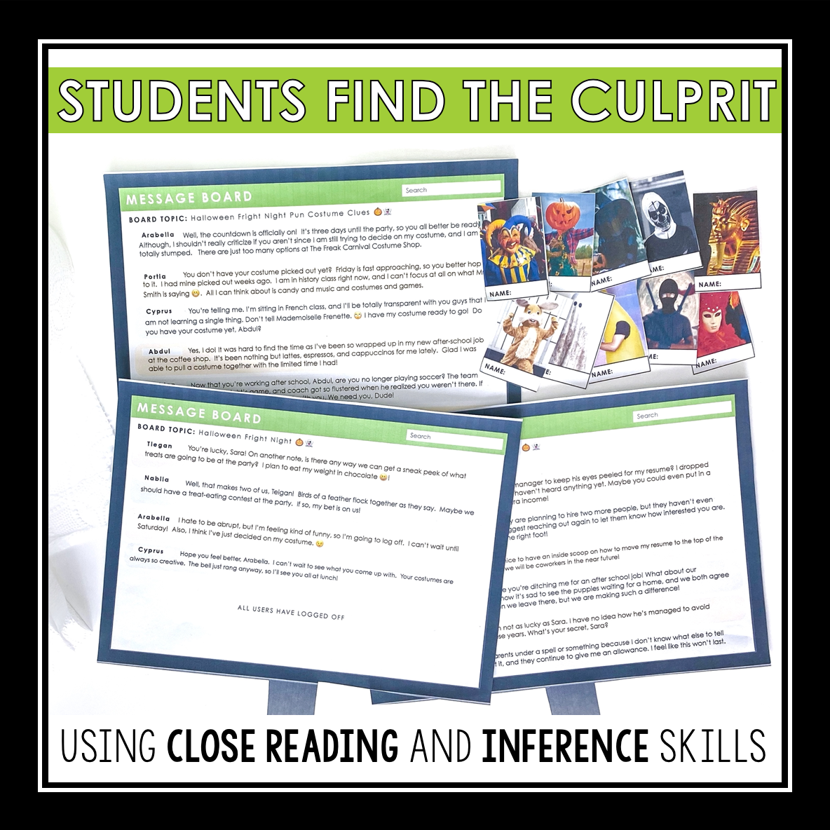 Halloween Close Reading Mystery Inference Activity - Toilet Paper Pran ...