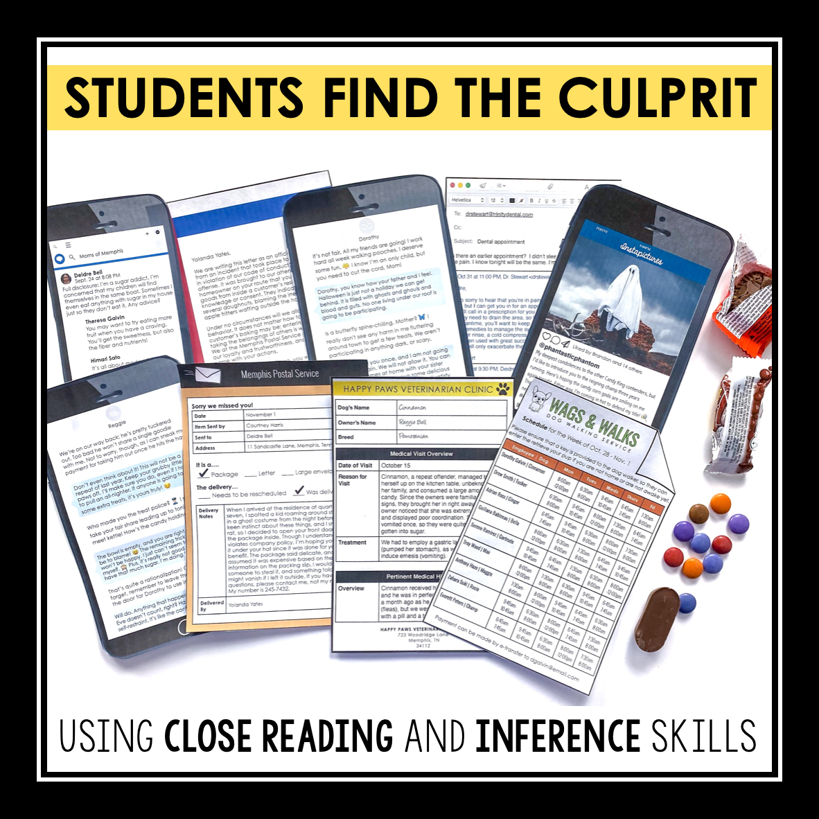 Halloween Close Reading Mystery Inference Activity - Who Stole the Can ...