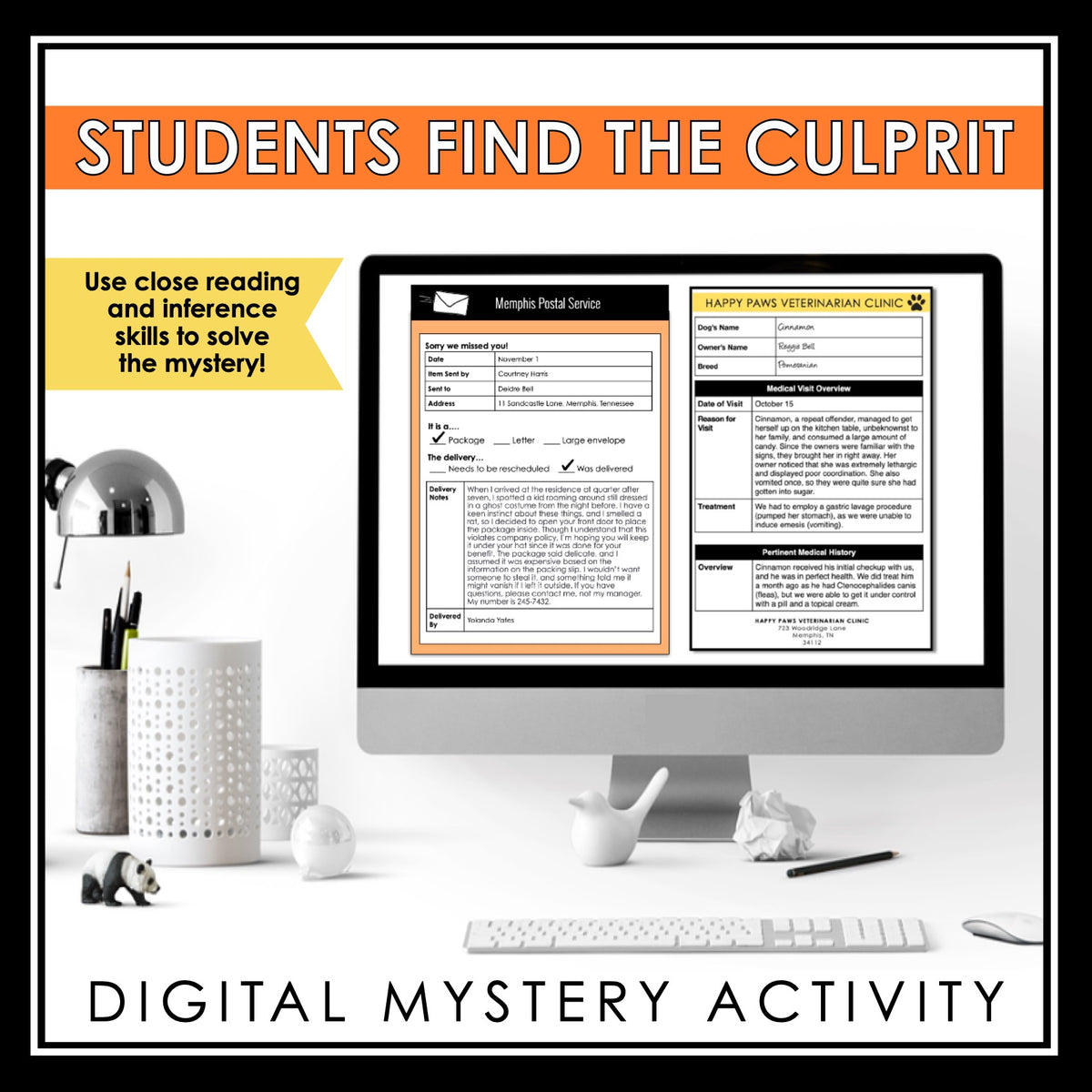 Halloween Close Reading Digital Mystery Inference Activity Who Stole t ...