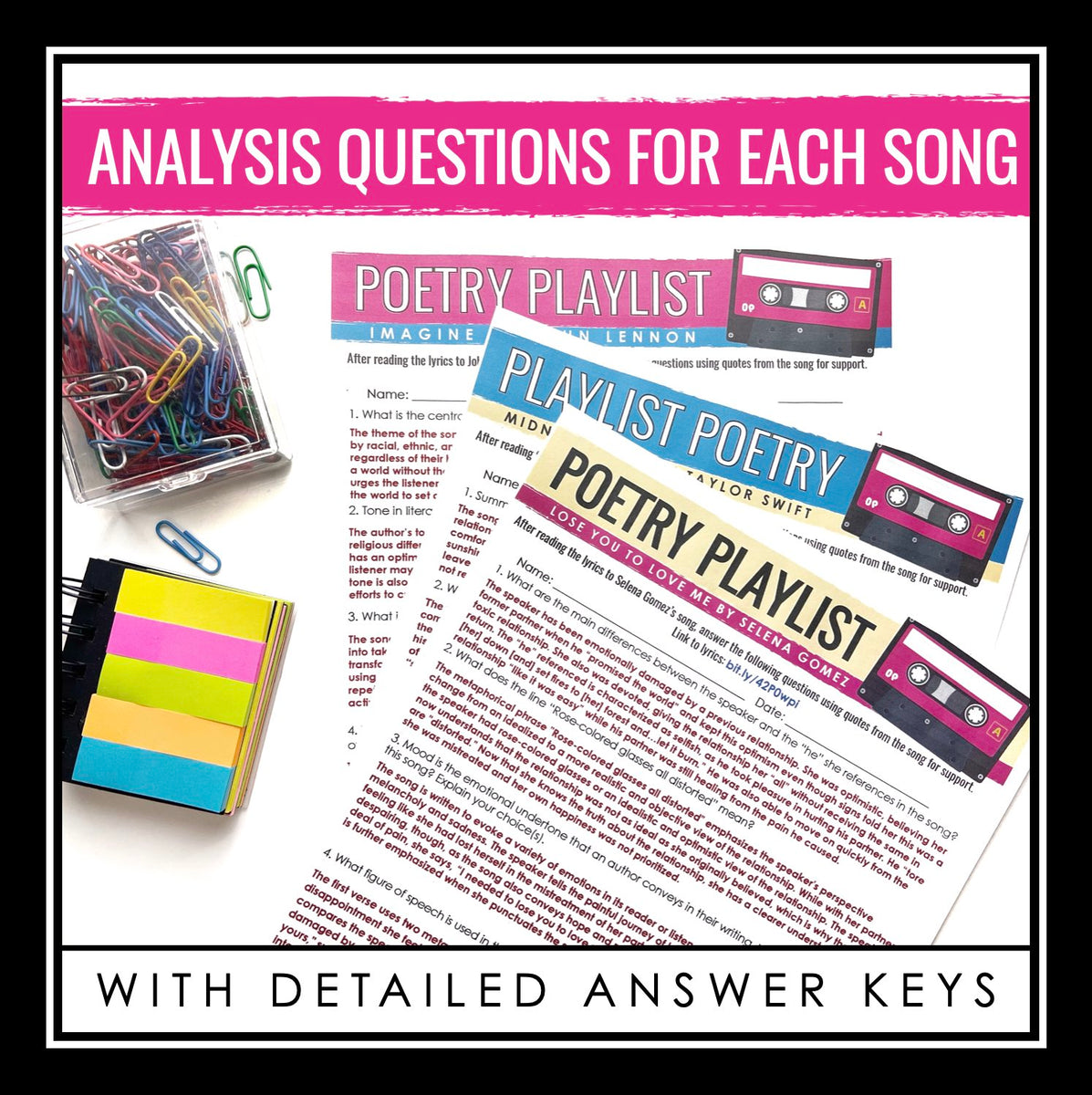 Poetry Song Analysis Assignments - Analyzing Music Song Lyrics as Poet ...