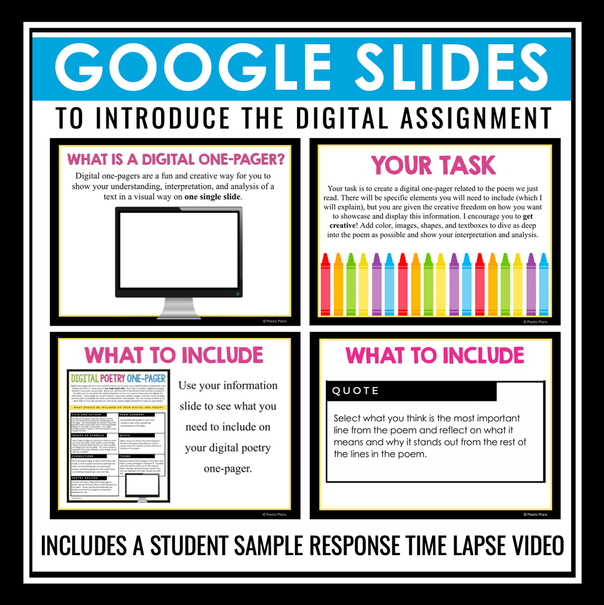 Poetry One Pager Assignment - Reading Analysis Activity for Any Poem D ...