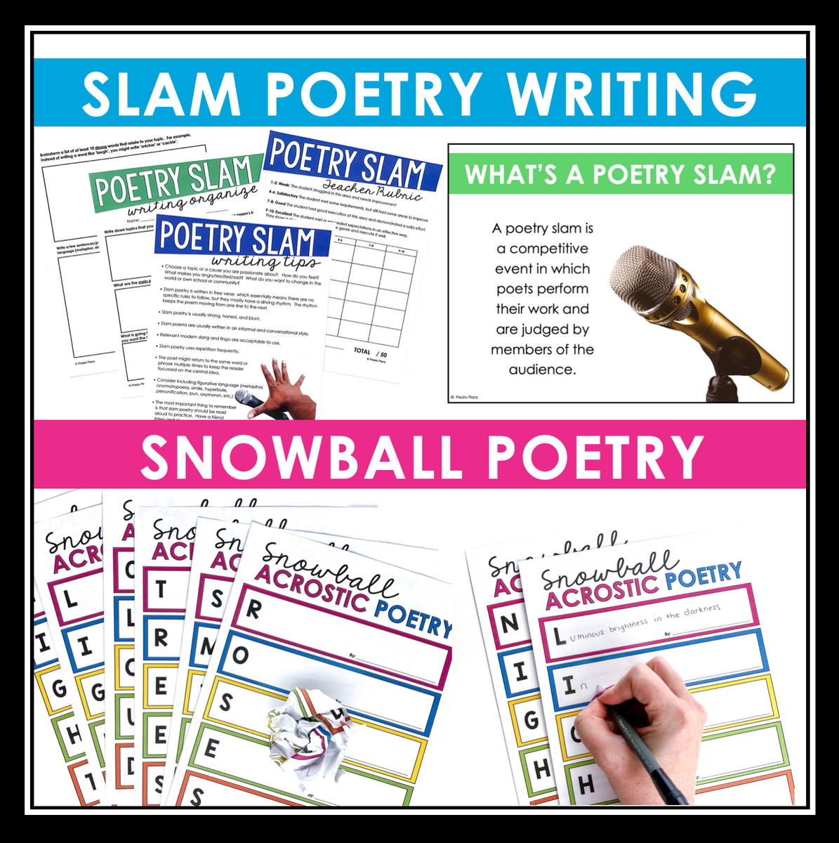 Poetry Writing Unit Assignments and Activities - Poem Writing Bundle ...