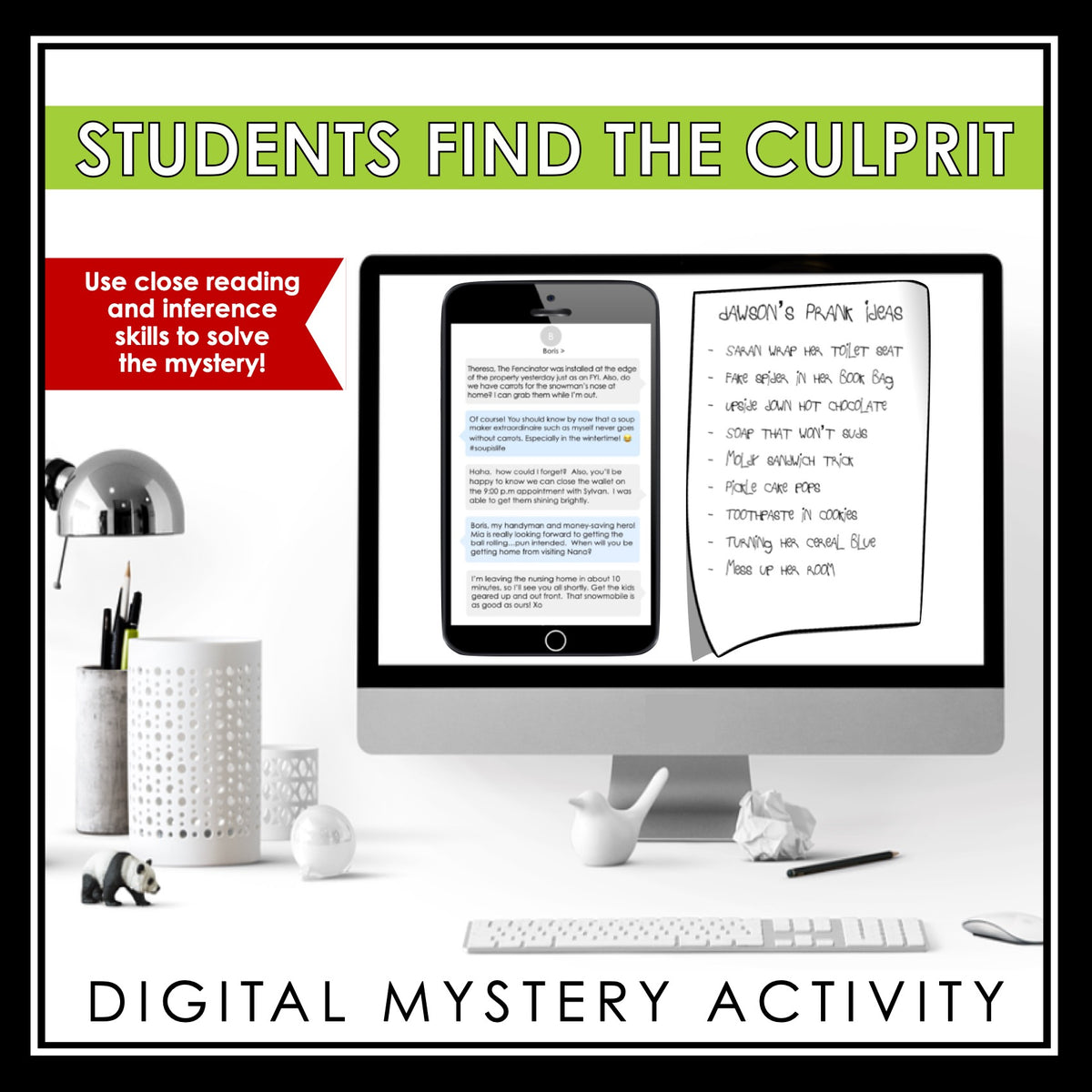 Christmas Close Reading Digital Inference Mystery - Who Destroyed the ...