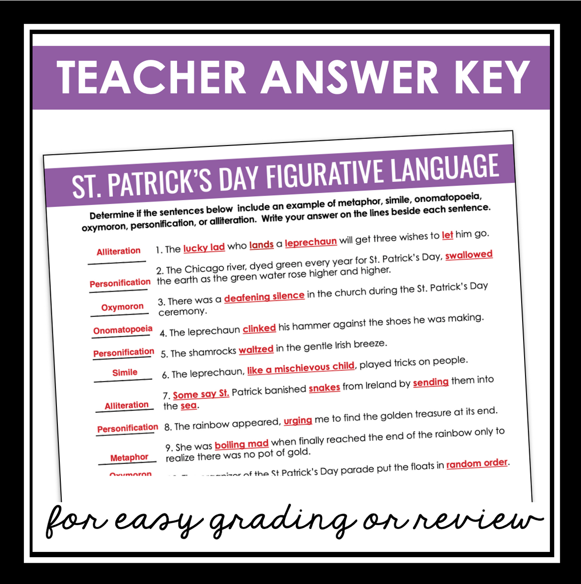 ST. PATRICK'S DAY FIGURATIVE LANGUAGE – Presto Plans