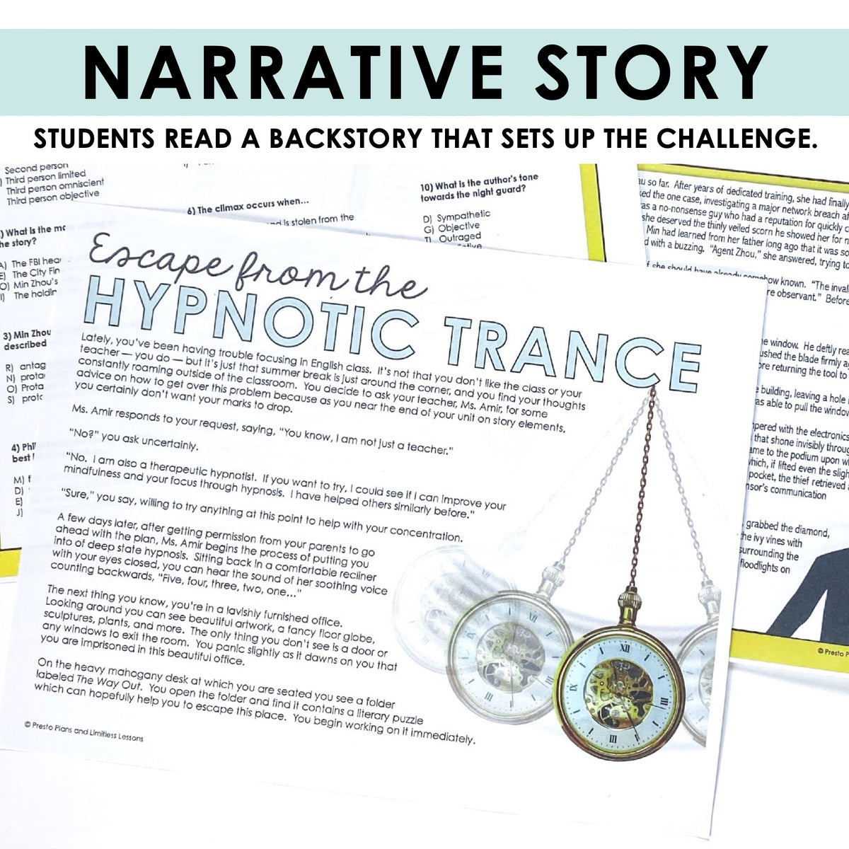 Story Elements and Literary Devices Presentation & Escape Room Reading ...