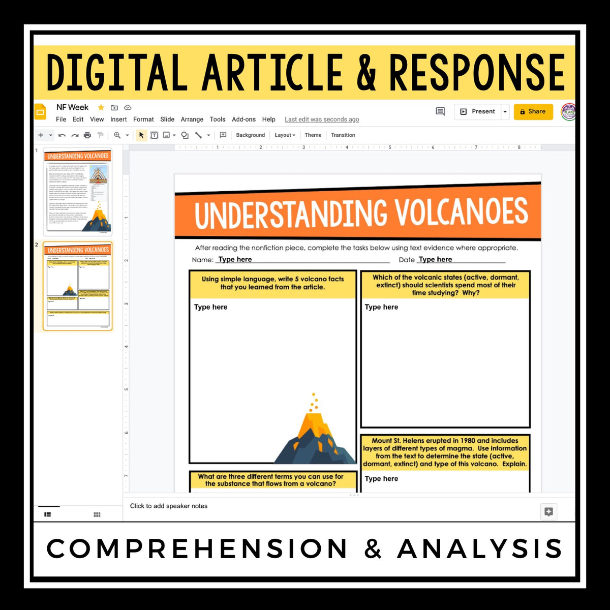 Nonfiction Reading Comprehension Digital Article and Activities - Volc ...