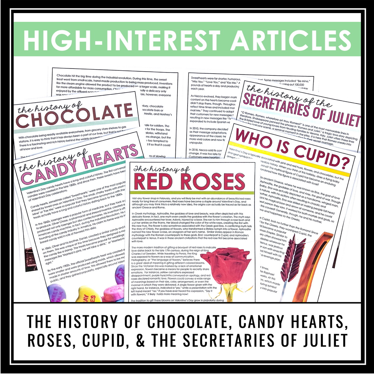 Valentine's Day Nonfiction Reading Comprehension - Articles and Assign ...
