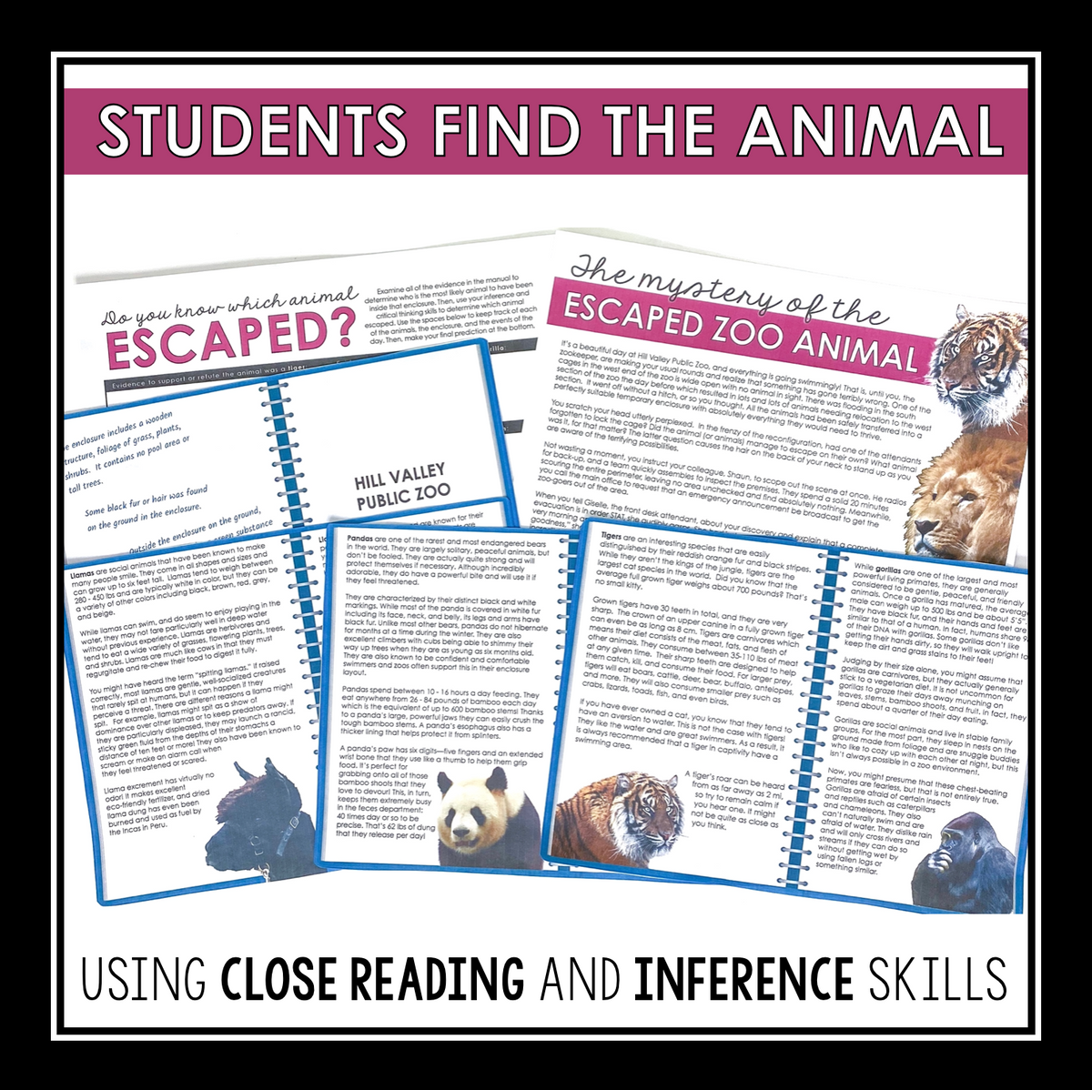 Close Reading Mystery Text Evidence Inference Activity - Animal Zoo Es ...