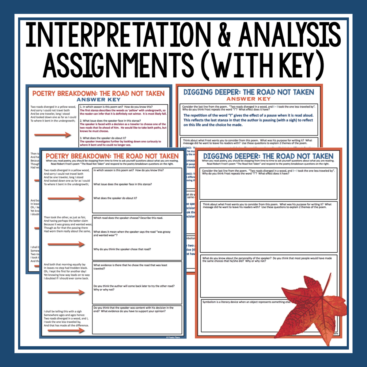 THE ROAD NOT TAKEN BY ROBERT FROST PRESENTATION & ACTIVITIES – Presto Plans
