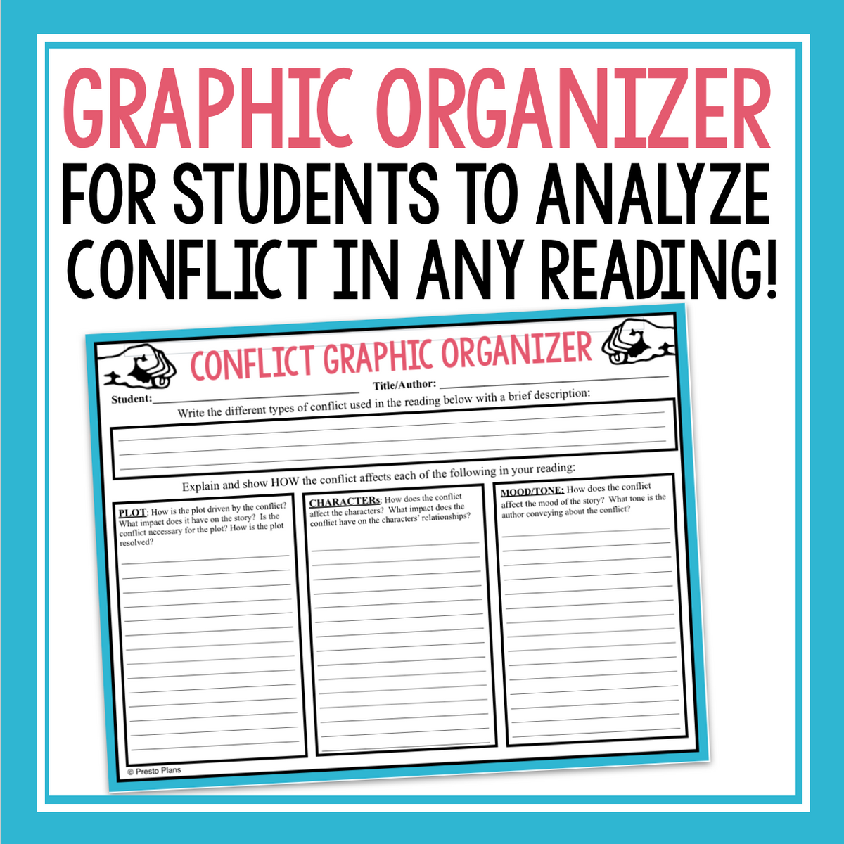 CONFLICT PRESENTATION & GRAPHIC ORGANIZER – Presto Plans