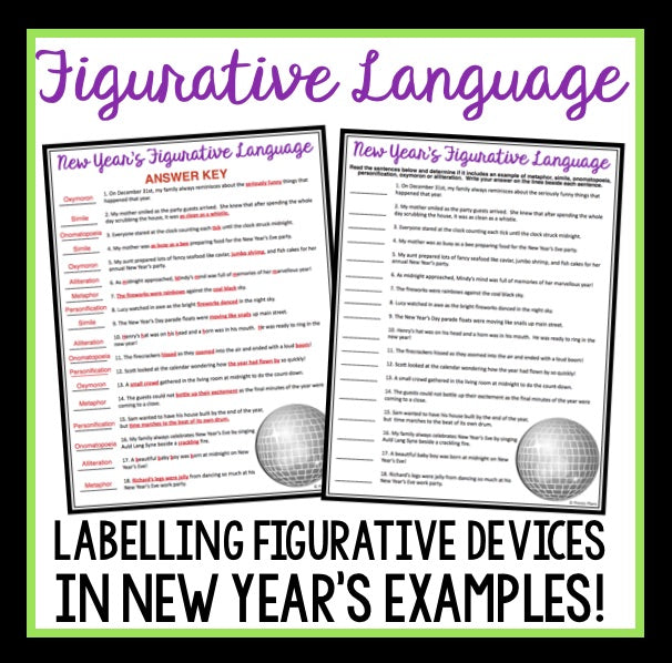 NEW YEARS: FIGURATIVE LANGUAGE – Presto Plans