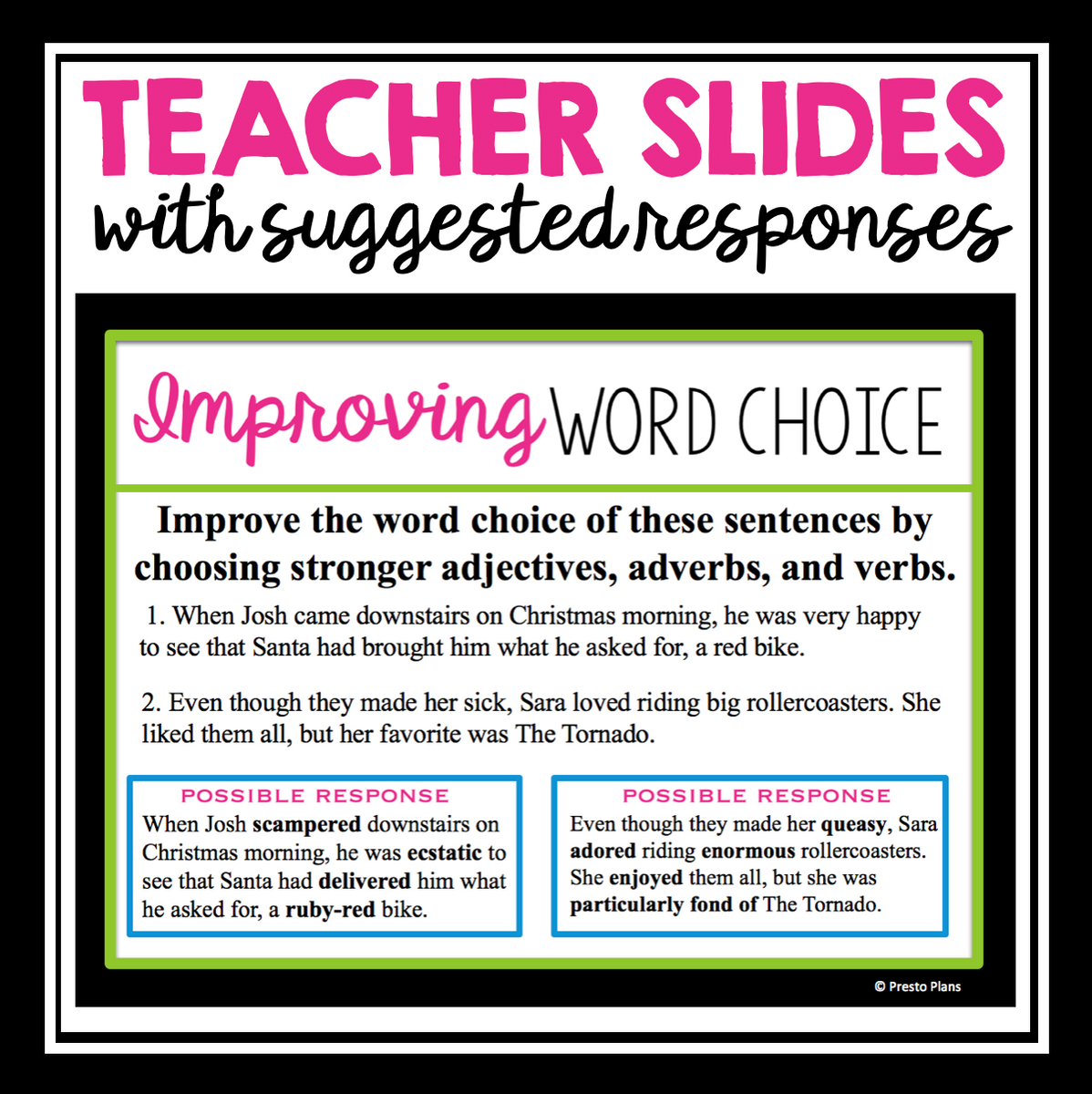 DIGITAL WORD CHOICE BELL RINGERS : IMPROVE VOCABULARY – Presto Plans