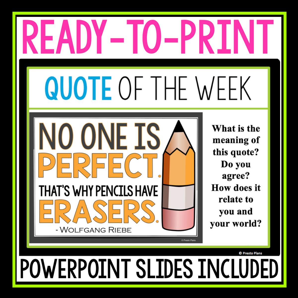 QUOTE OF THE WEEK POSTERS & ACTIVITY – Presto Plans