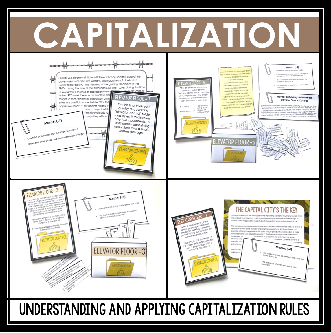 Capitalization Escape Room - Punctuation Breakout Activity Grammar Gam ...
