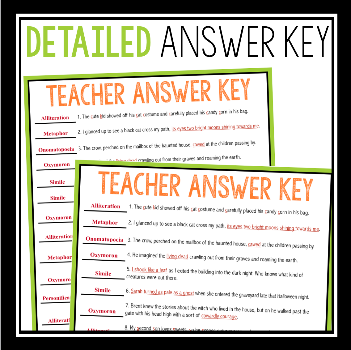 HALLOWEEN FIGURATIVE LANGUAGE TASK CARDS ACTIVITY – Presto Plans