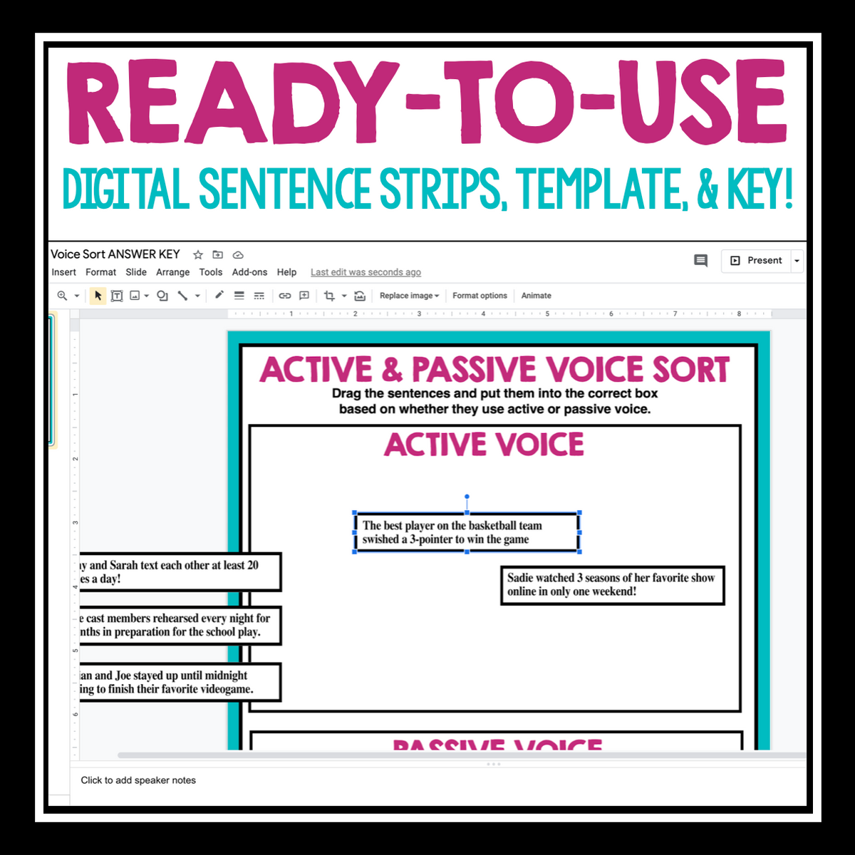 ACTIVE AND PASSIVE VOICE INTERACTIVE DIGITAL SORTING ACTIVITY – Presto ...