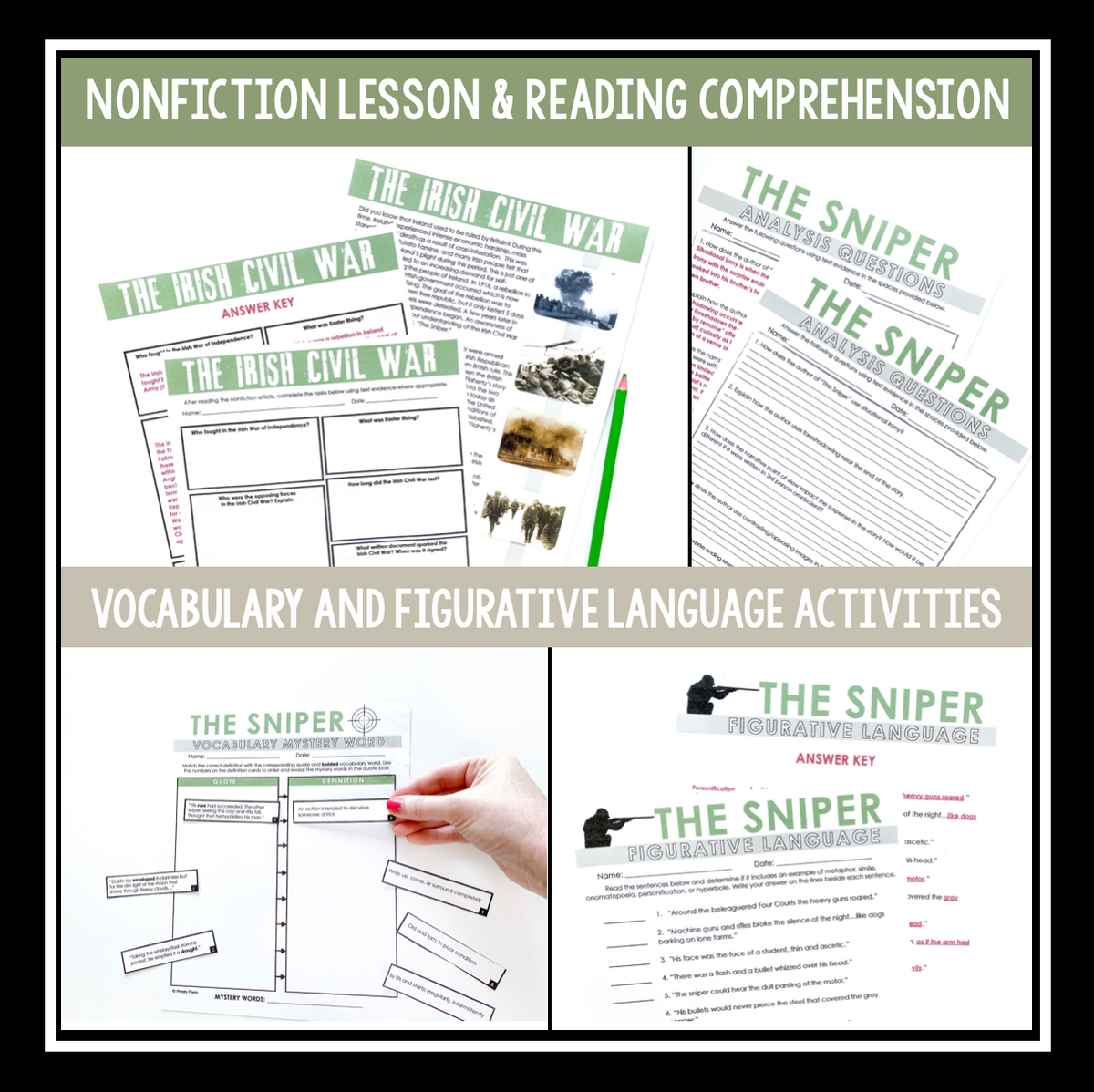 THE SNIPER BY LIAM O'FLAHERTY SHORT STORY PRESENTATION & ACTIVITIES ...