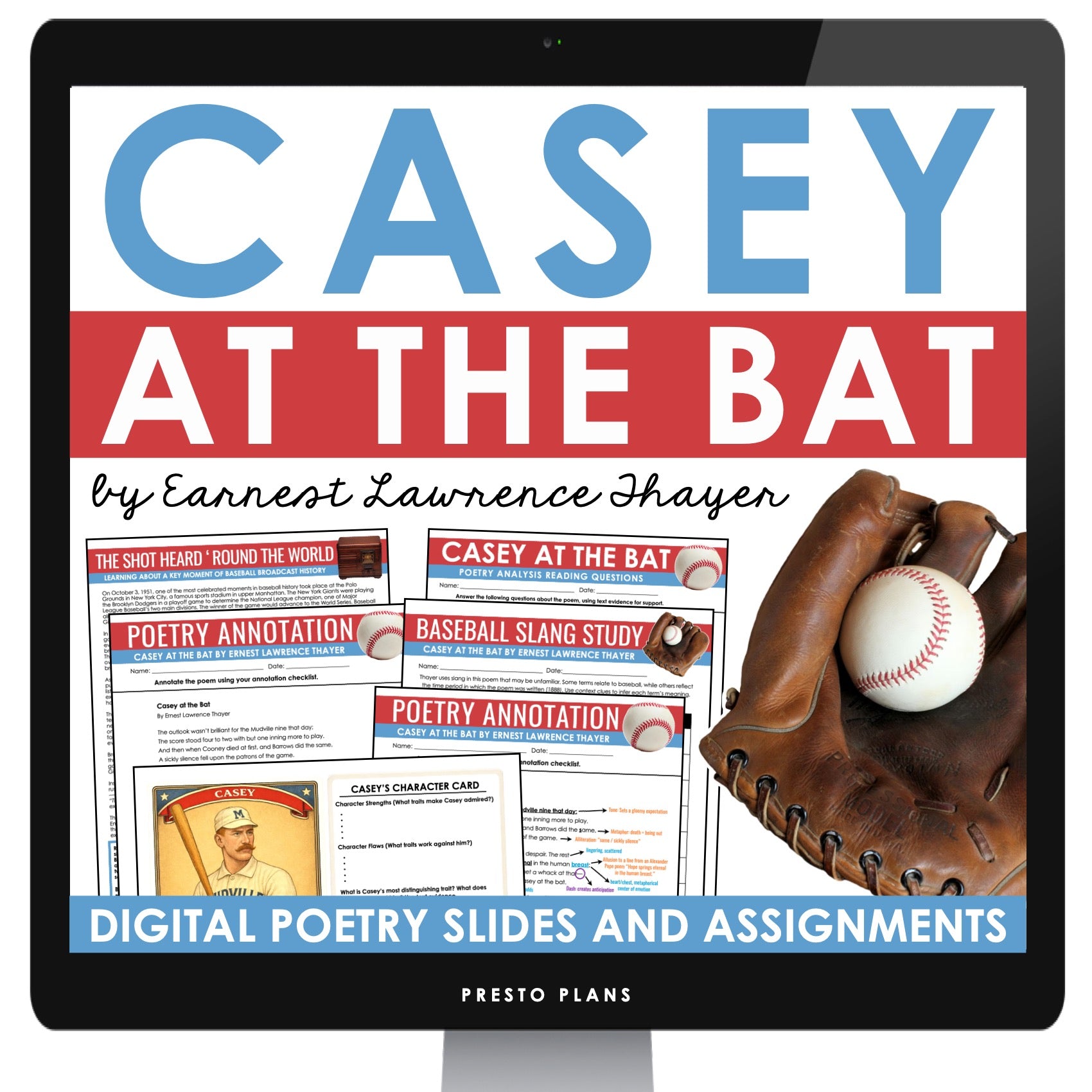 Casey at the Bat by Ernest Lawrence Thayer Digital Poetry Slides & Ass ...