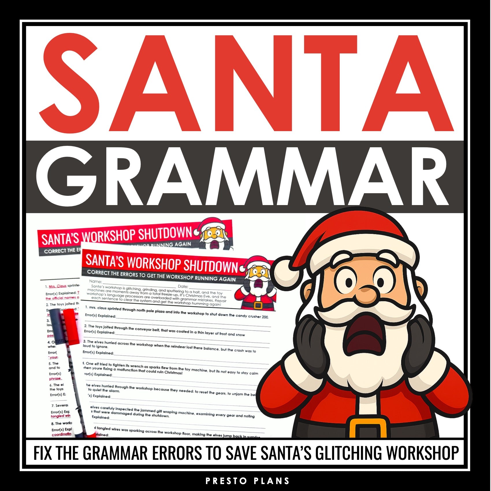 Christmas Grammar Worksheet Assignment Grammar Activity - Santa’s Work ...