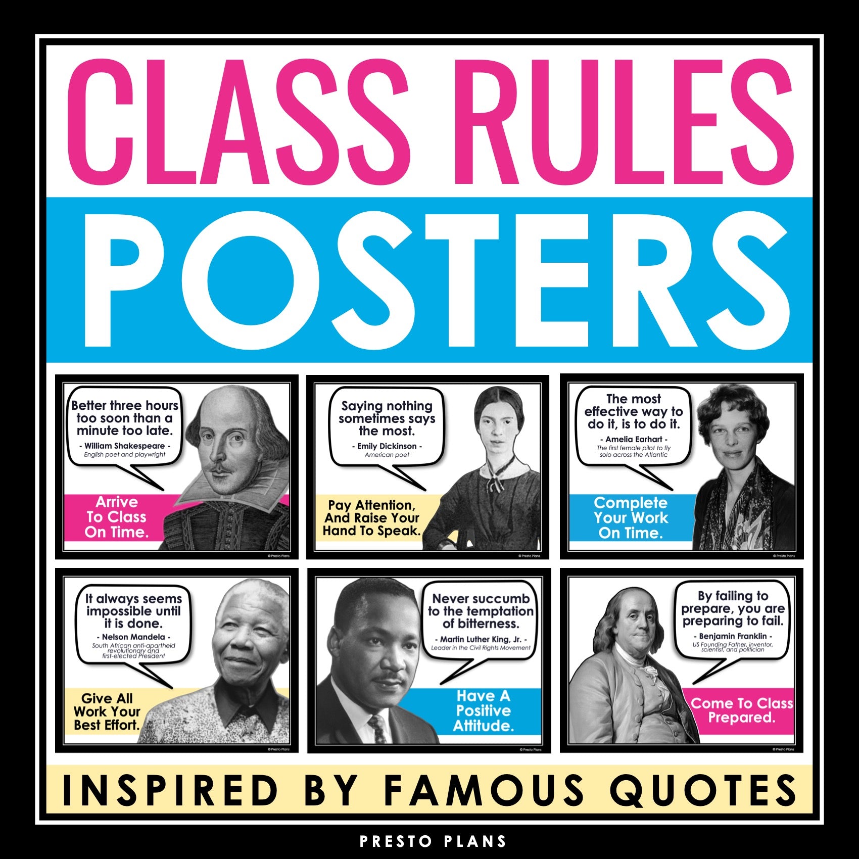 Class Rules Posters - Famous Quotes - Creative Back to School Bulletin ...