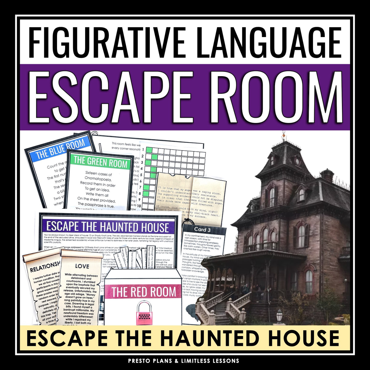 Figurative Language Escape Room Literary Devices Breakout Activity Hau ...