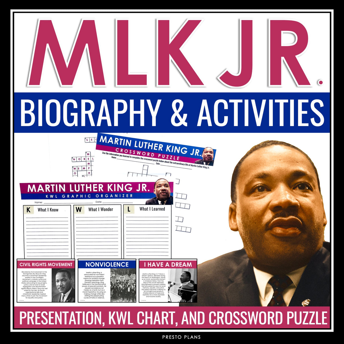 Martin Luther King Jr Day - MLK Biography, Assignment, Crossword Puzzl ...
