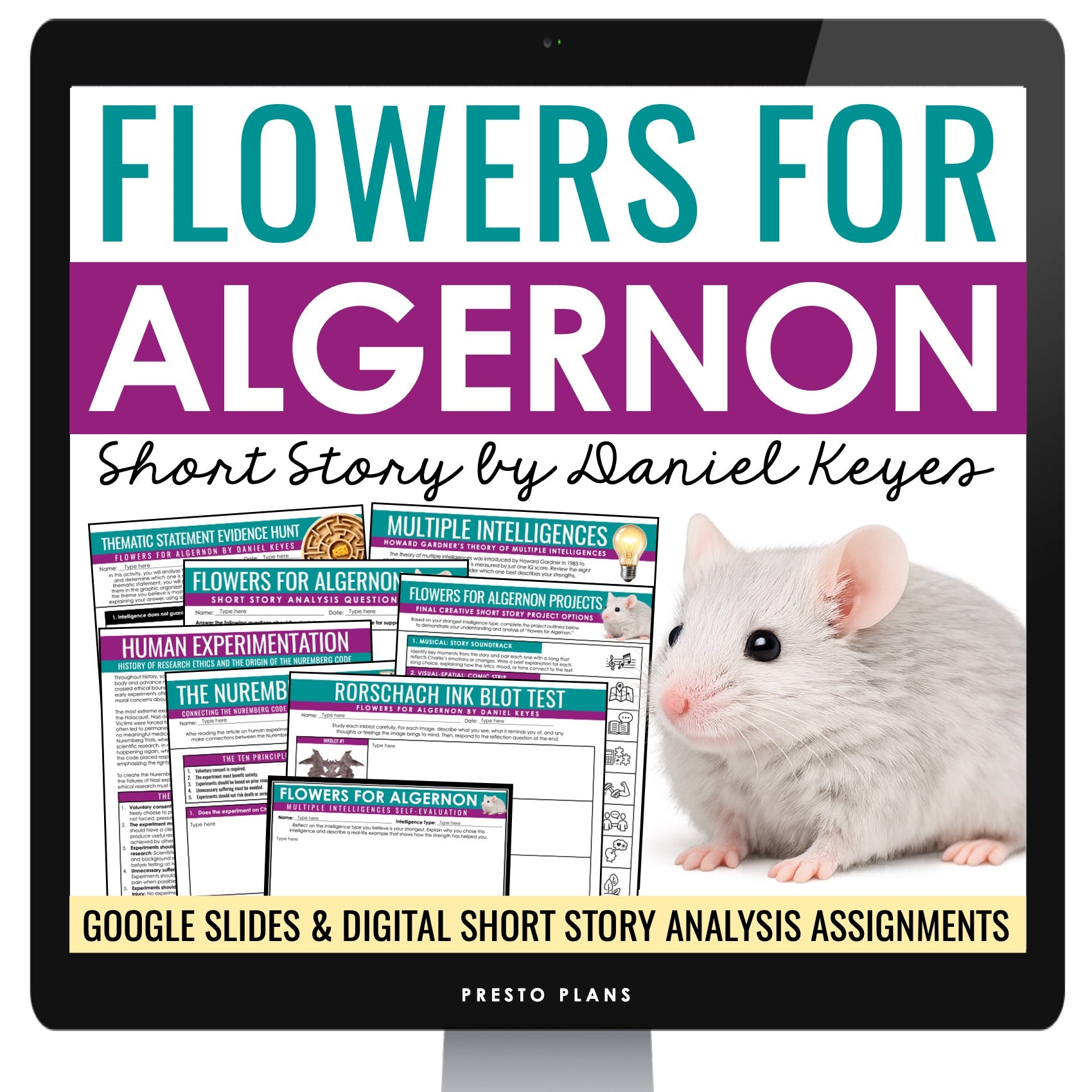 Flowers for Algernon by Daniel Keyes Digital Short Story Slides & Assi ...