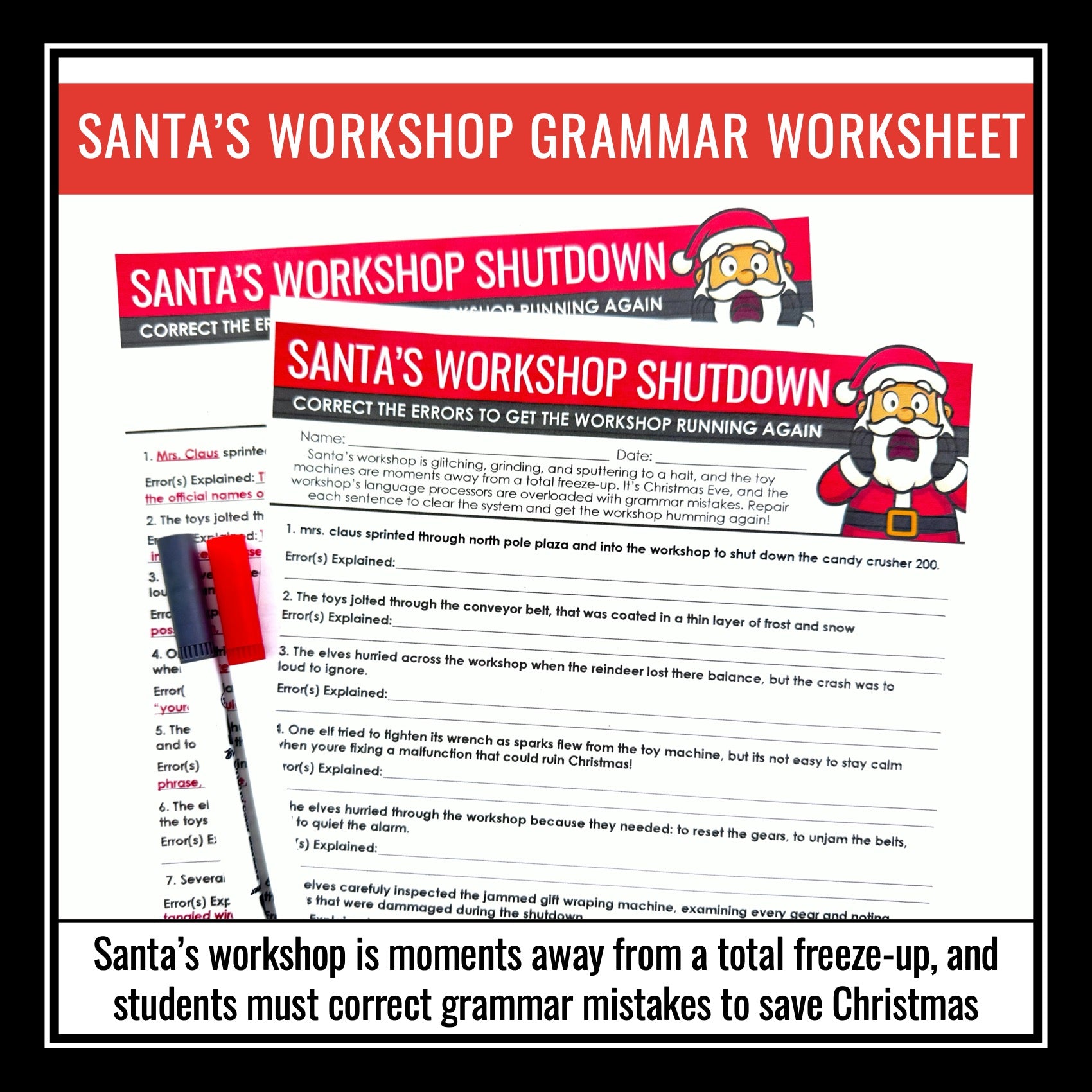 Christmas Grammar Worksheet Assignment Grammar Activity - Santa’s Work – Presto Plans