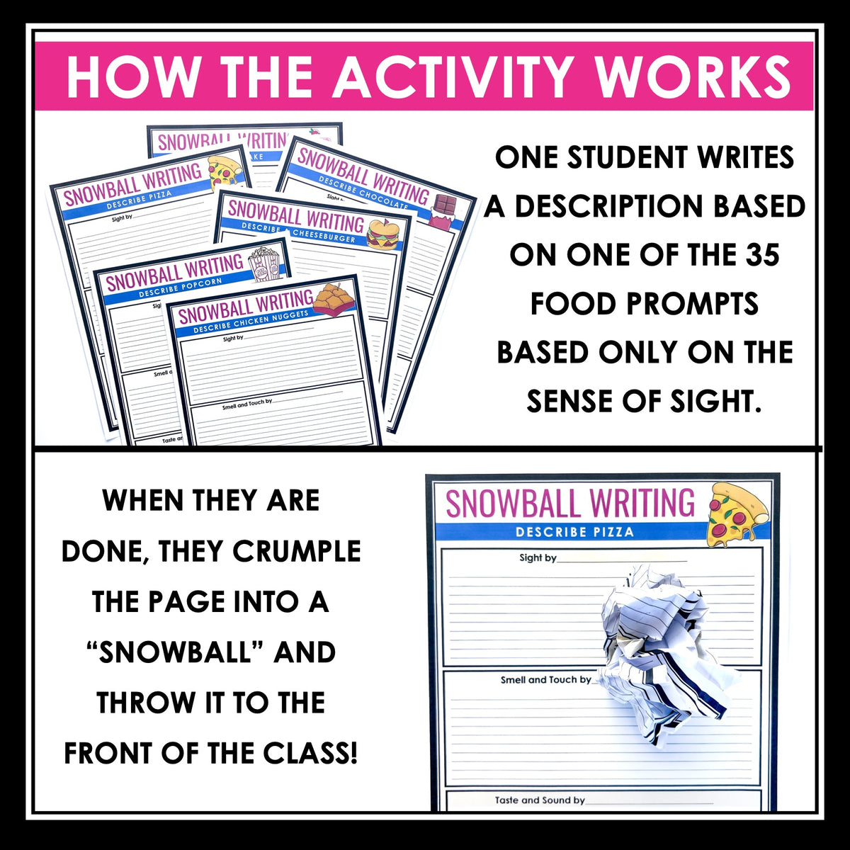 Descriptive Writing Activity - Snowball Writing Collaborative Imagery ...