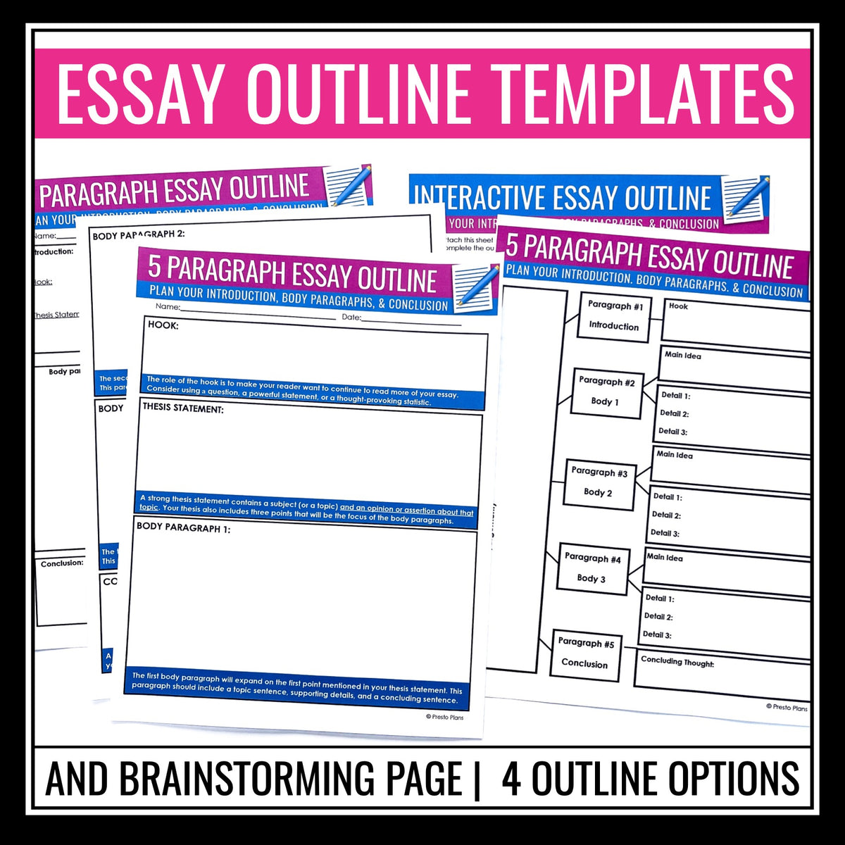 Essay Writing Handouts, Graphic Organizers, Checklists, MLA, and Rubri ...