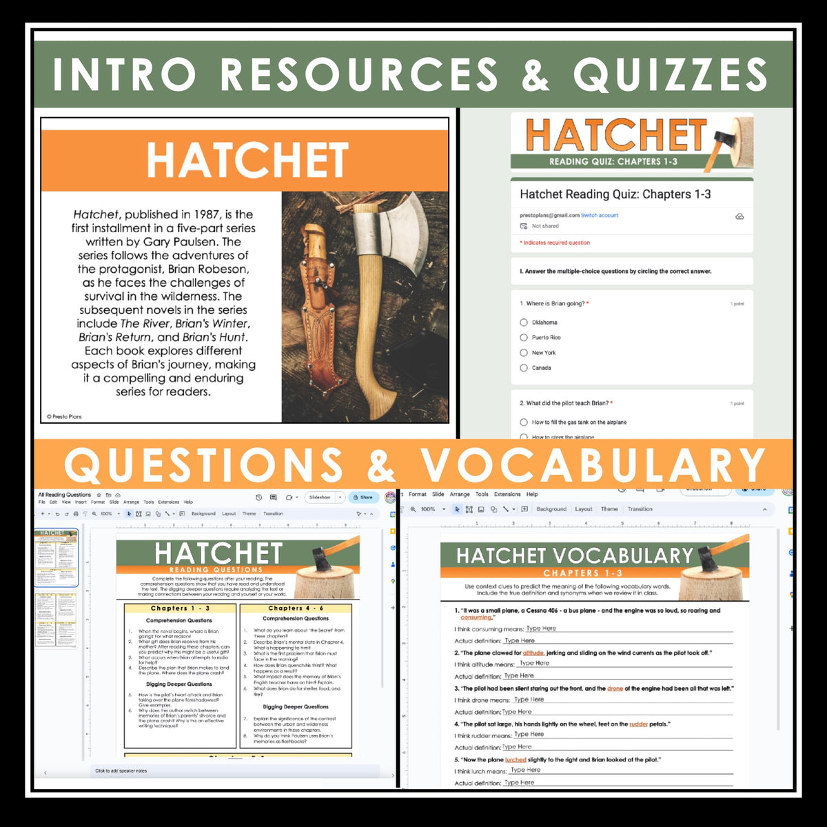 Hatchet Unit Plan - Gary Paulsen Novel Study Reading Unit - Digital Ve ...