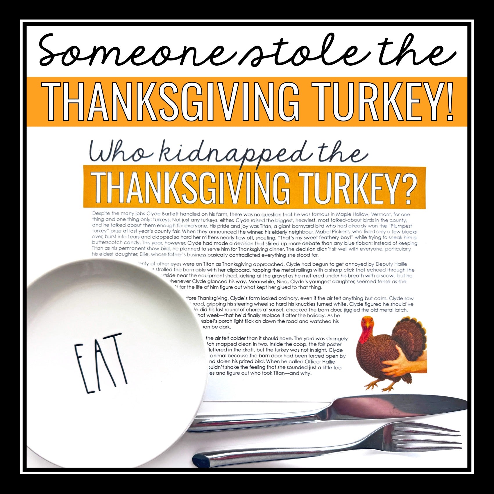 Thanksgiving Close Reading Inference Reading Mystery – Who Kidnapped t ...