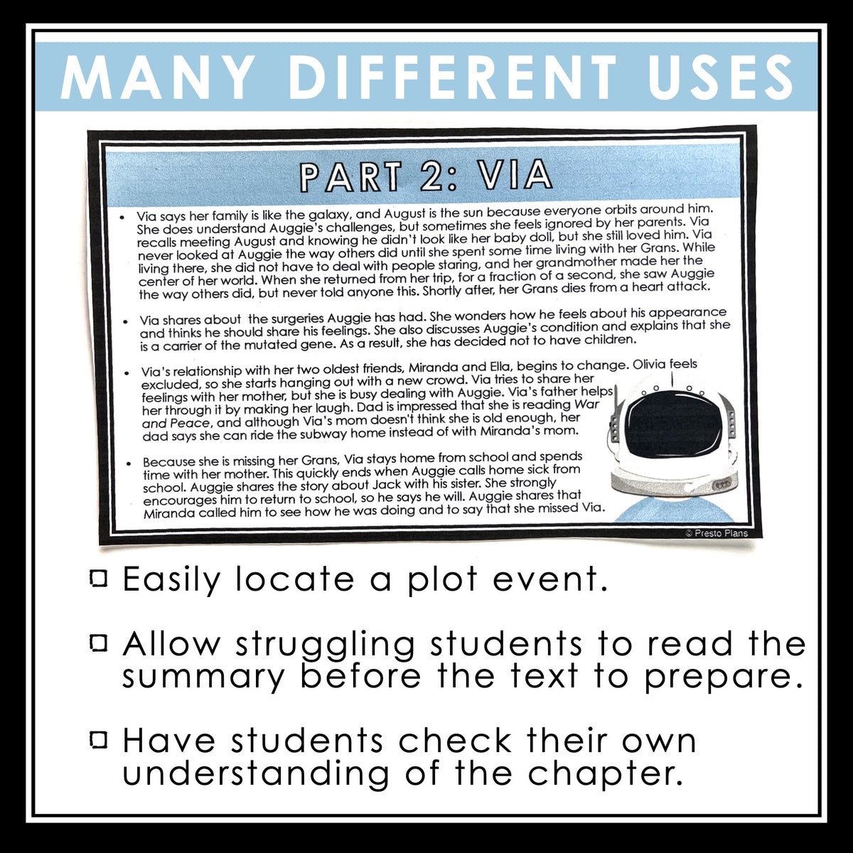 Wonder Chapter Summaries - Plot Summary Cards for R. J. Palacio's Nove ...