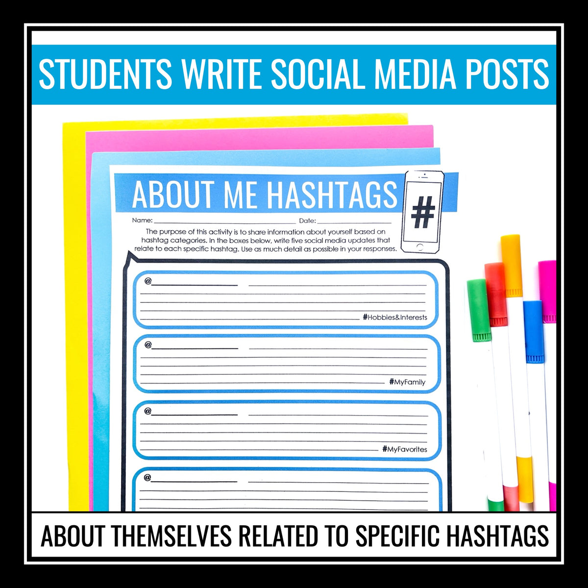 Back to School Activity - Hashtags Get to Know You First Day Creative ...